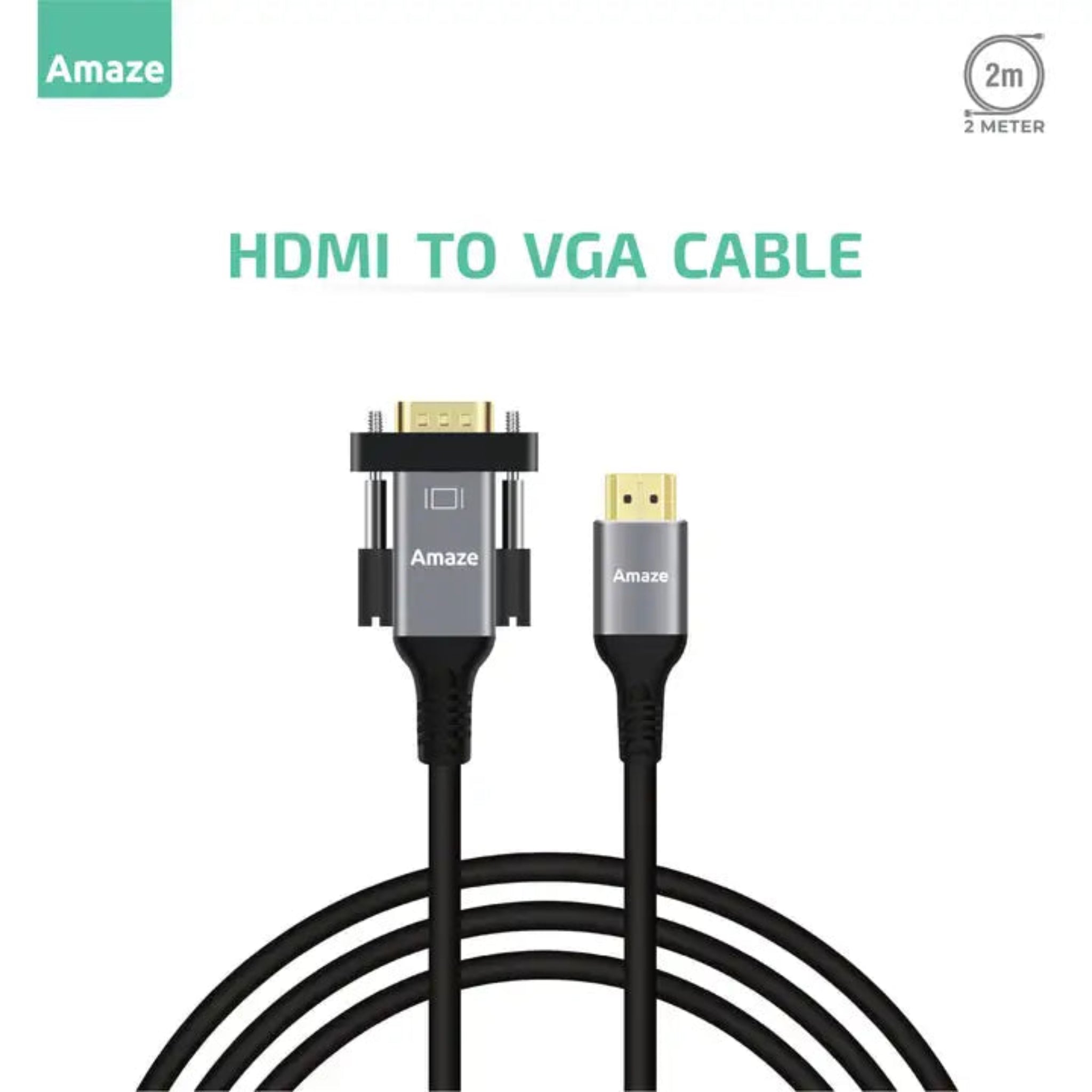 Amaze A825 Aluminum Alloy HDMI to VGA Cable – 2M | Best Price in Pakis